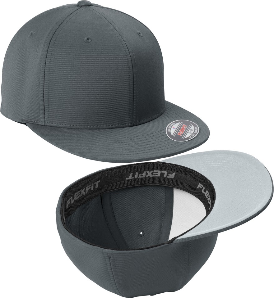 Flexfit Cool & Dry Flat Bill Structured Baseball Hat High Profile Cap S ...
