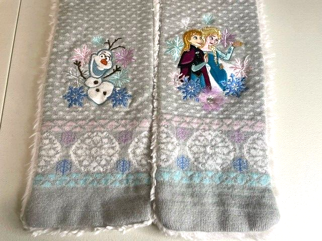 Vintage Disney Store Frozen Embroidered Scarf Winter Anna Elsa Olaf 52 ...