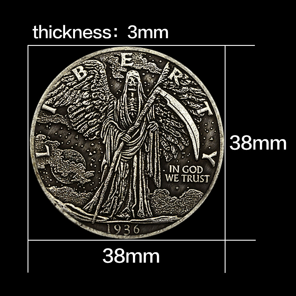Grim Reaper Challenge Coin 1936 US Liberty Hobo Nickel Coin Craft ...