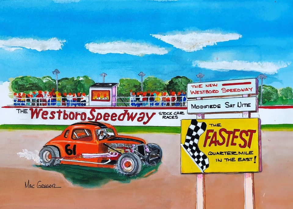 WESTBORO SPEEDWAY Art Print Richie Evans stock car racetrack driver ...