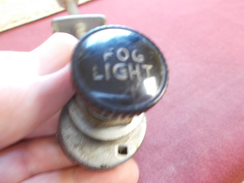 VINTAGE FOG LIGHTS SWITCH UNDER DASH COLE BLACK KNOB BRACKET FORD CHEVY ...