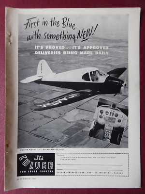 9/1946 PUB CULVER AIRCRAFT MODEL V VICTORY PLANE AIRCRAFT AVION NX44514 ...