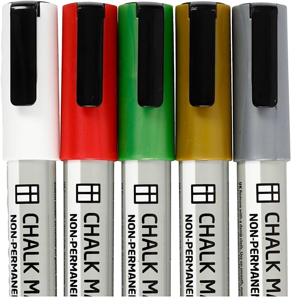 Creativ Company Chalk marker set - 5 felt tip pens - metallic colours ...
