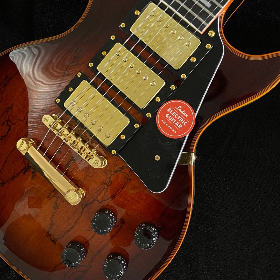 Sunburst Electric Guitar 3H Pickup Gold part burl Maple Top Mahogany W ...