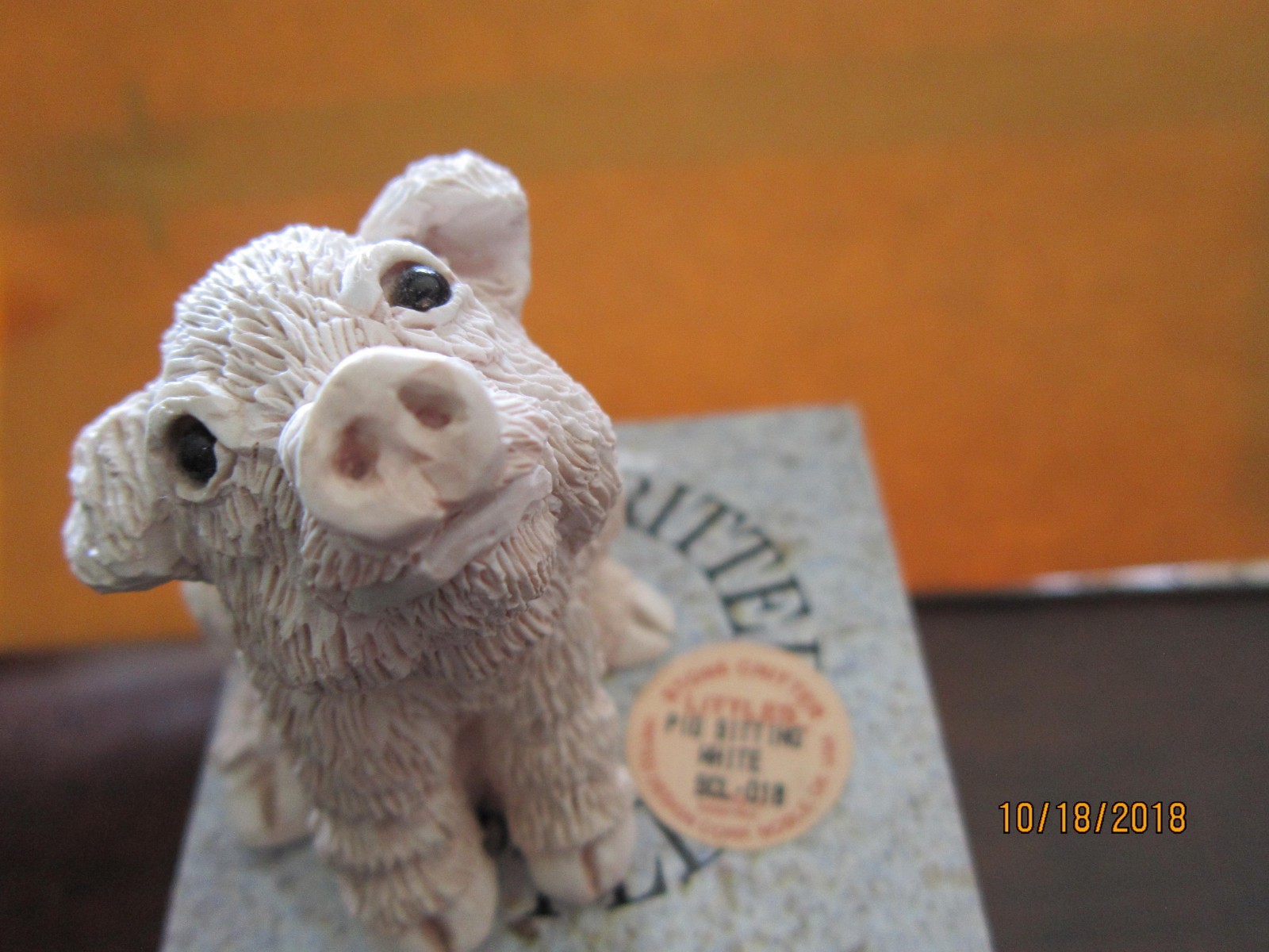 STONE CRITTER LITTLES Figurine Adorable White PIG Collectable 2 3/4 ...