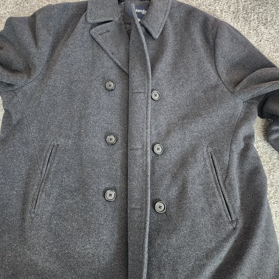 ST. JOHN'S BAY Coat Mens XXL Gray Wool Blend Insulated Dads Winter Pea ...