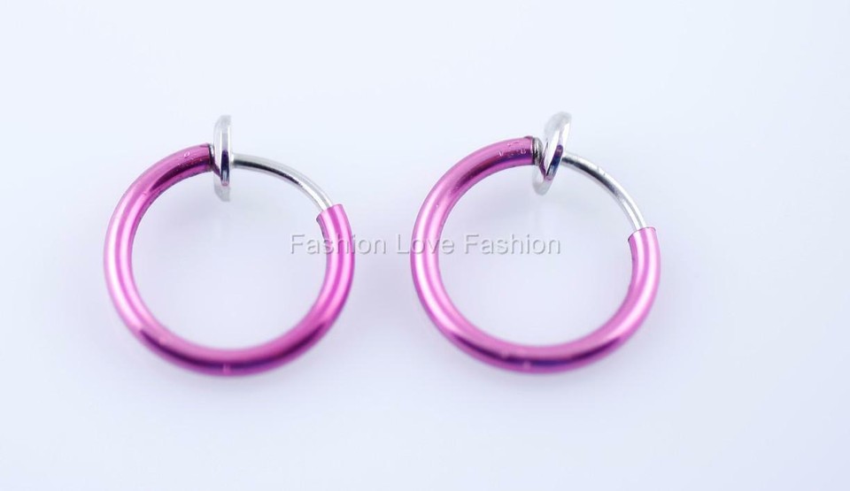 1 Pair Spring Clip On Hoops Earrings ½" or 13MM 9 Colors Men Women | eBay
