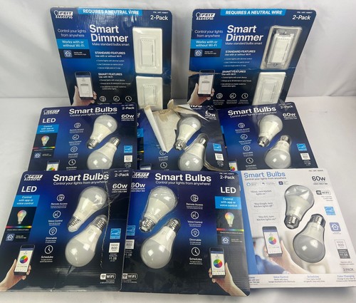 Feit Electric Wi-Fi Smart Dimmer (4) and 60W LED Light Bulb (11) Lot ...