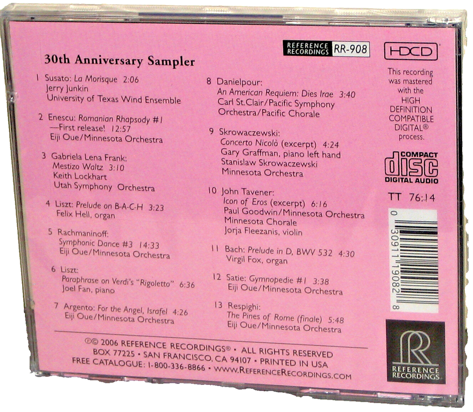 Reference Recordings CD RR-908: 30th Anniversary Sampler - 2006 USA SEALED | eBay