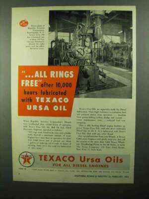 1950 Texaco Ursa Oils Ad - All Rings Free | eBay