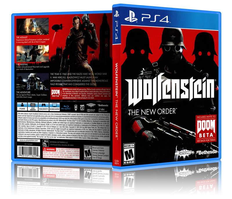 Wolfenstein: The New Order - Replacement PS4 Cover and Case. NO GAME ...