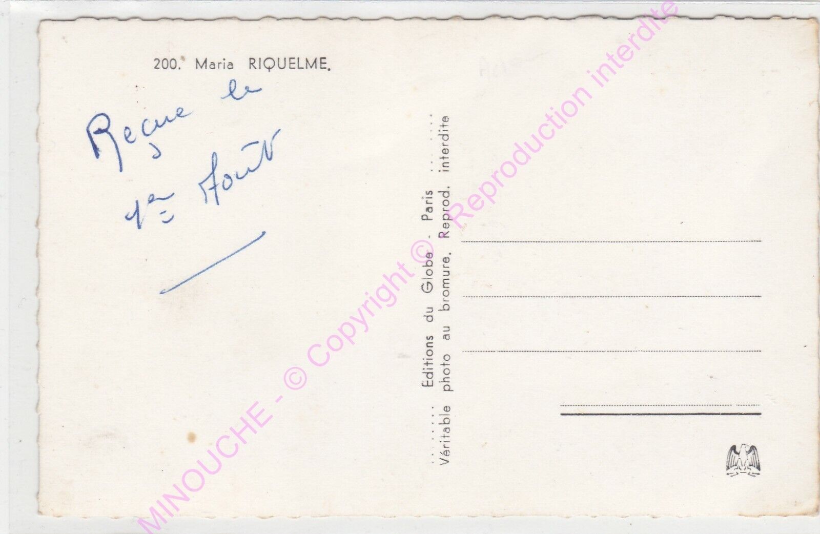 RPPC STAR Maria Riquelme Photo Lucienne Chevert Edt Du Globe 200 | eBay UK