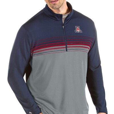 Men's Antigua Navy/Red Arizona Wildcats Pace Zip Pullover Jacket UOFA ...