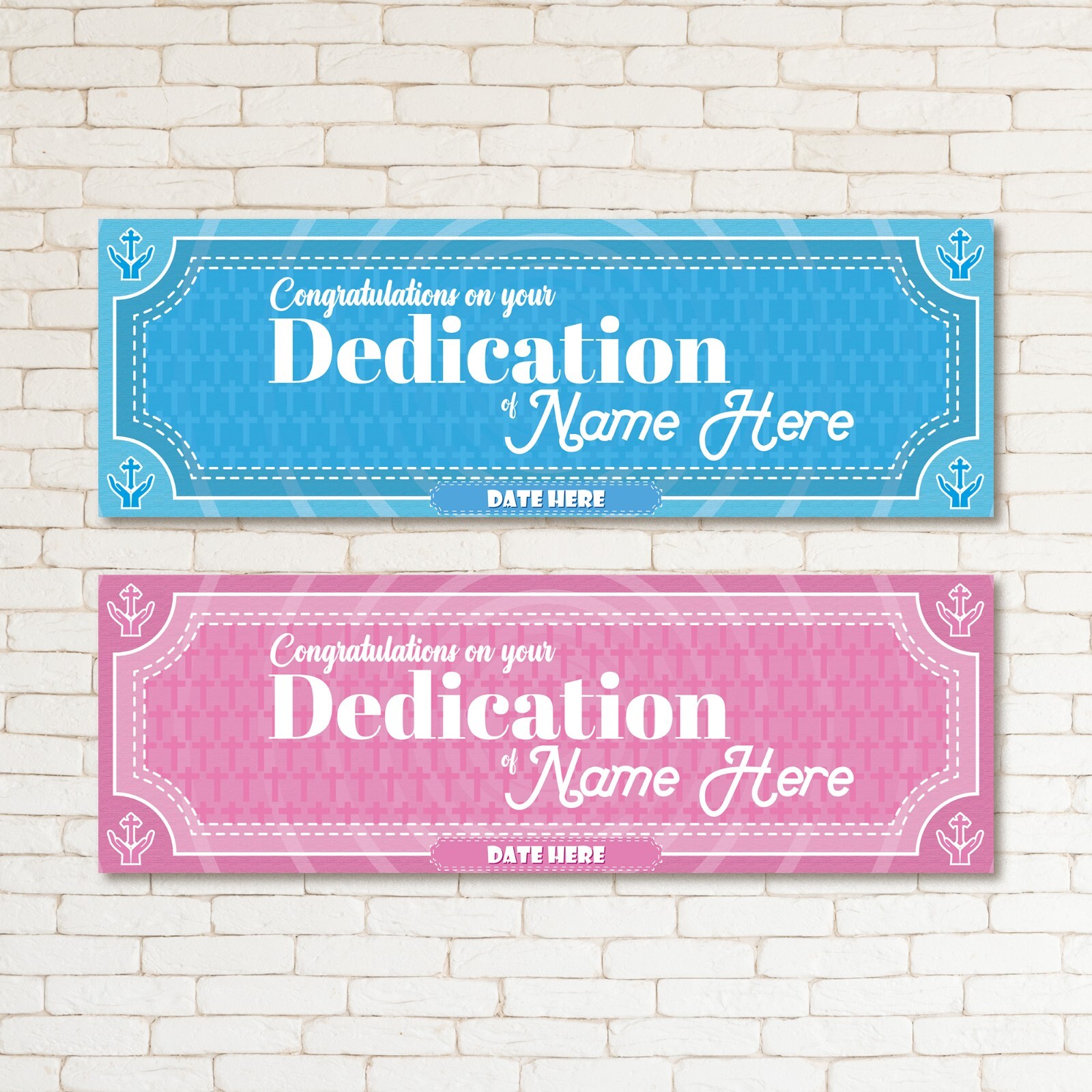2 PERSONALISED DEDICATION BANNERS 2 FOR 1 - CONGRATULATIONS ON YOUR ...