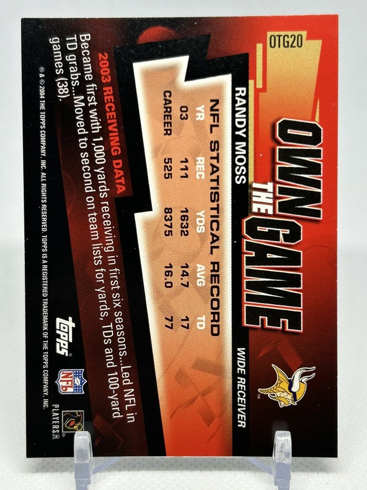 RANDY MOSS 2004 Topps Own the Game #OTG20 NFL Football Patriots Vikings ...
