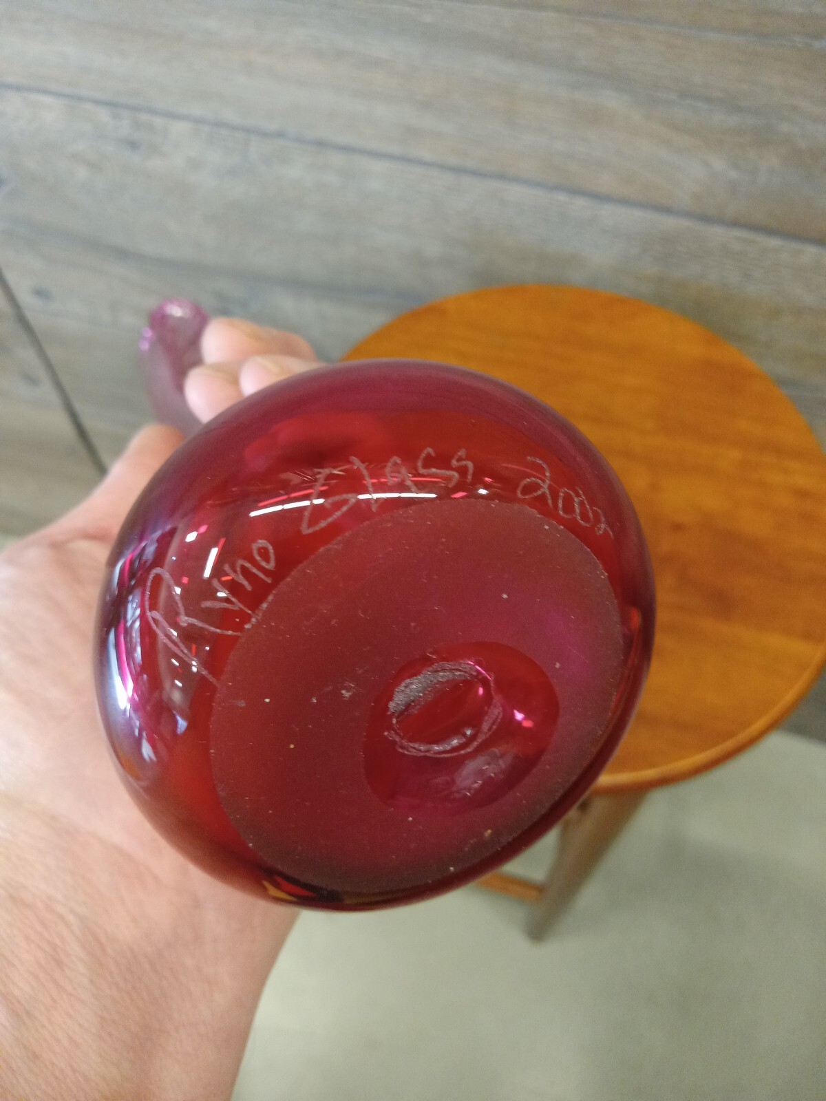 Vintage Signed Ryno Glass 2002 Bob Rynearson Pink Cranberry Art Glass ...