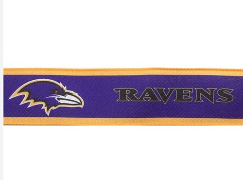2 INCH Ravens Wire edge craft Ribbon Flax printed Wired Baltimore ...