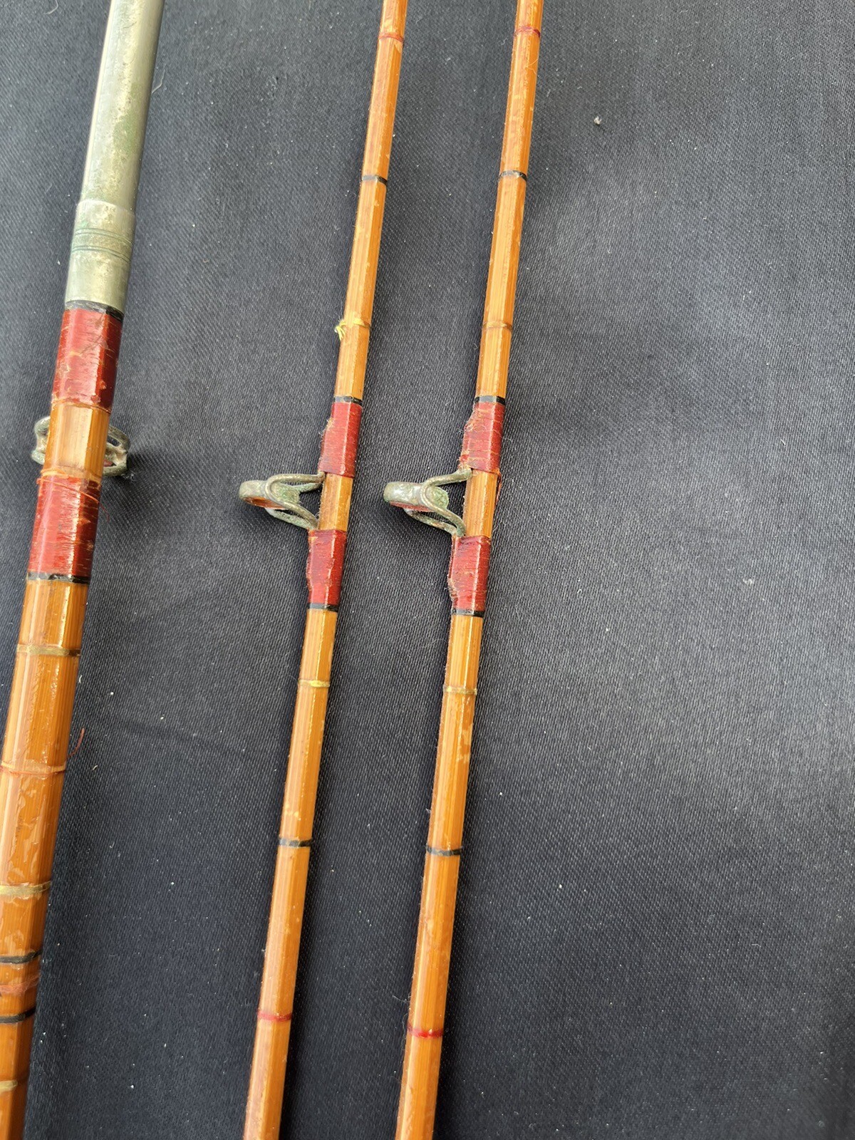 8ft, 3 Piece, Split Bamboo Baitcasting Fishing Rod with German Silver ...