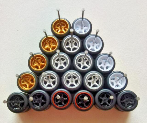 Hot Wheels 10 Sets Advan 5 Spoke Mixed Color Rims & Real Rider Rubber ...