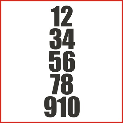 Sticky Back Numbers 1-10 Bold 60/80/100mm vinyl bins doors signs ...