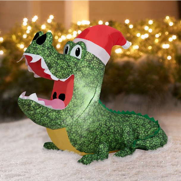 Gemmy 3.5' Airblown Christmas Alligator Wearing Santa Hat Inflatable | eBay