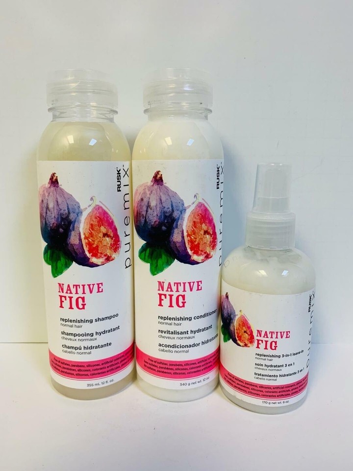 Rusk Puremix Native Fig Replenishing Shampoo, Conditioner, & Leave In ...