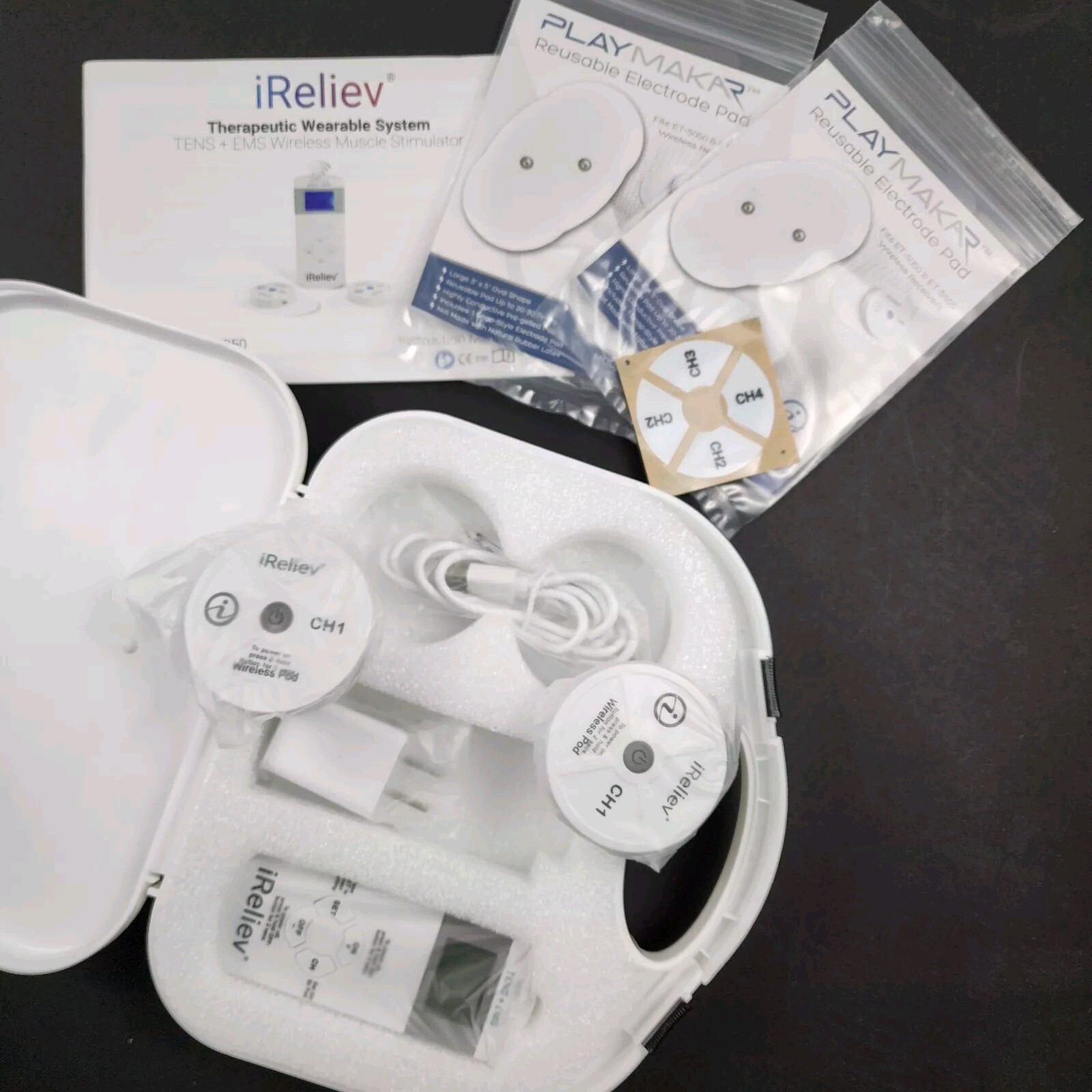 iReliev ET-5050 Wireless Premium Tens + Ems Therapeutic Wearable System ...