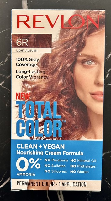 Revlon Total Permanent Clean and Vegan Hair Color Light Auburn 6r for ...
