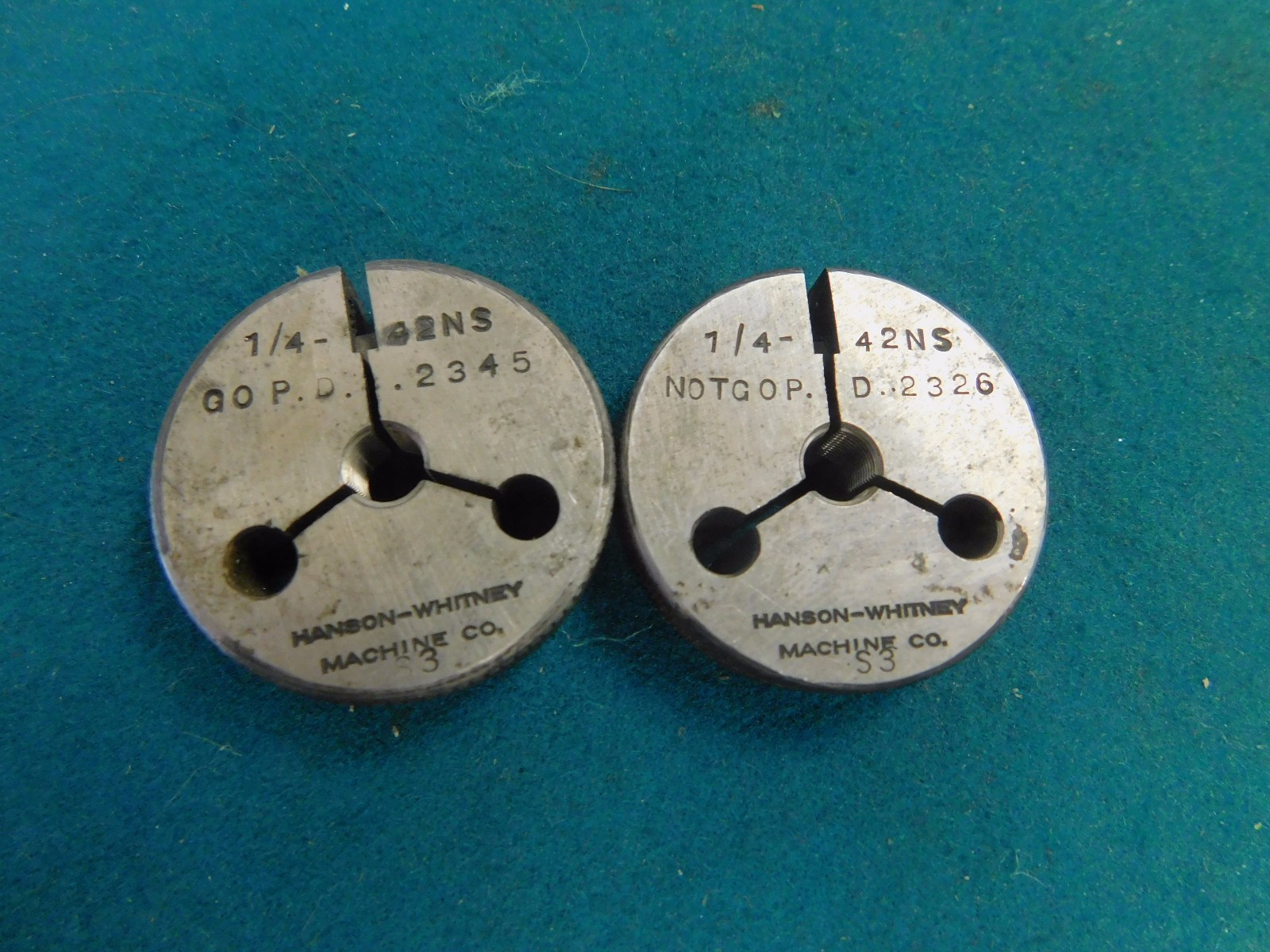 Hanson Whitney Go and No Go Thread Ring Gage Set 1/4"-42 NS | eBay