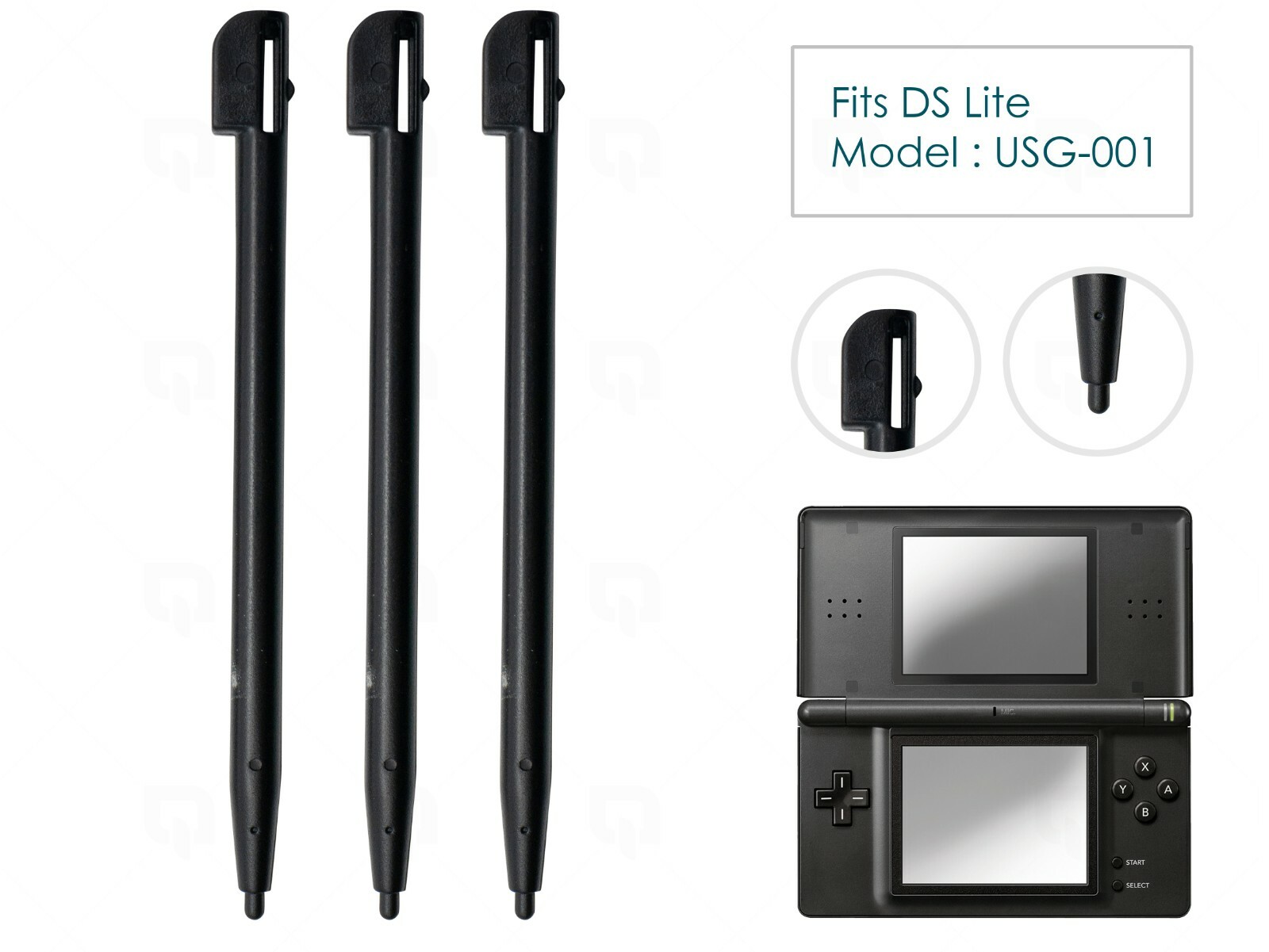 3 x Black Stylus for DS Lite Nintendo/NDSL/DSL Plastic Replacement ...