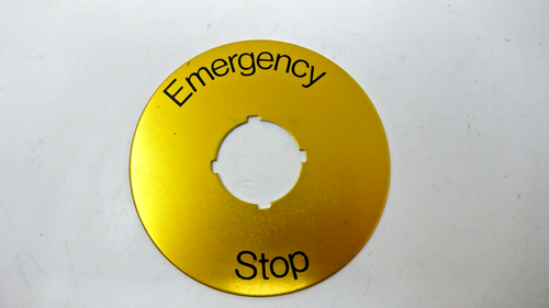 ABB 1SFA616915R1005 Yellow E-Stop 70mm Legend Name Plate 22MM Hole E ...