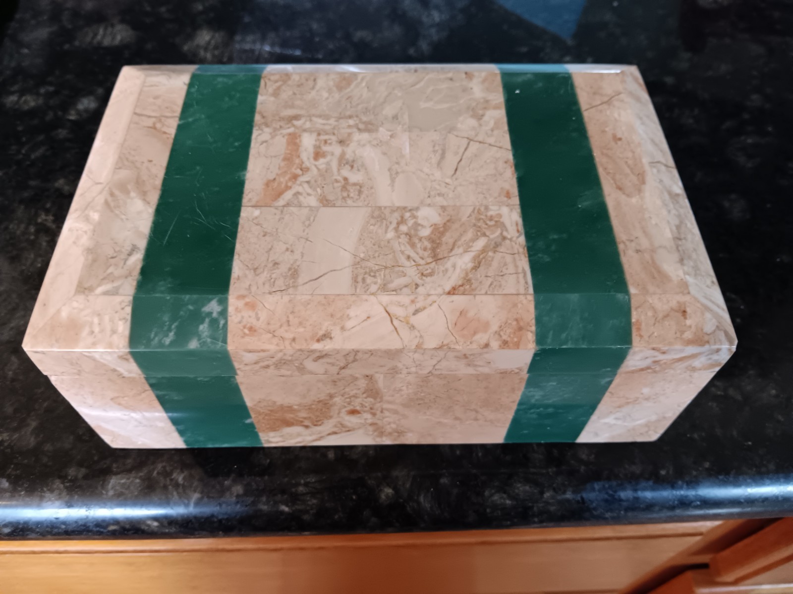 Renoir Designs Tessellated Stone Box Rectangular Marble Jewelry Trinket ...