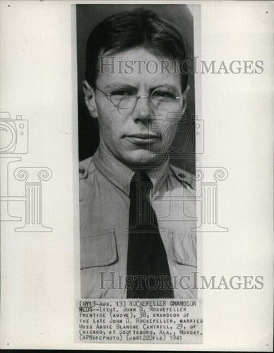 1941 Wirephoto Lt John D Rockefeller Prentice 38 Wed Abbie Blanche ...