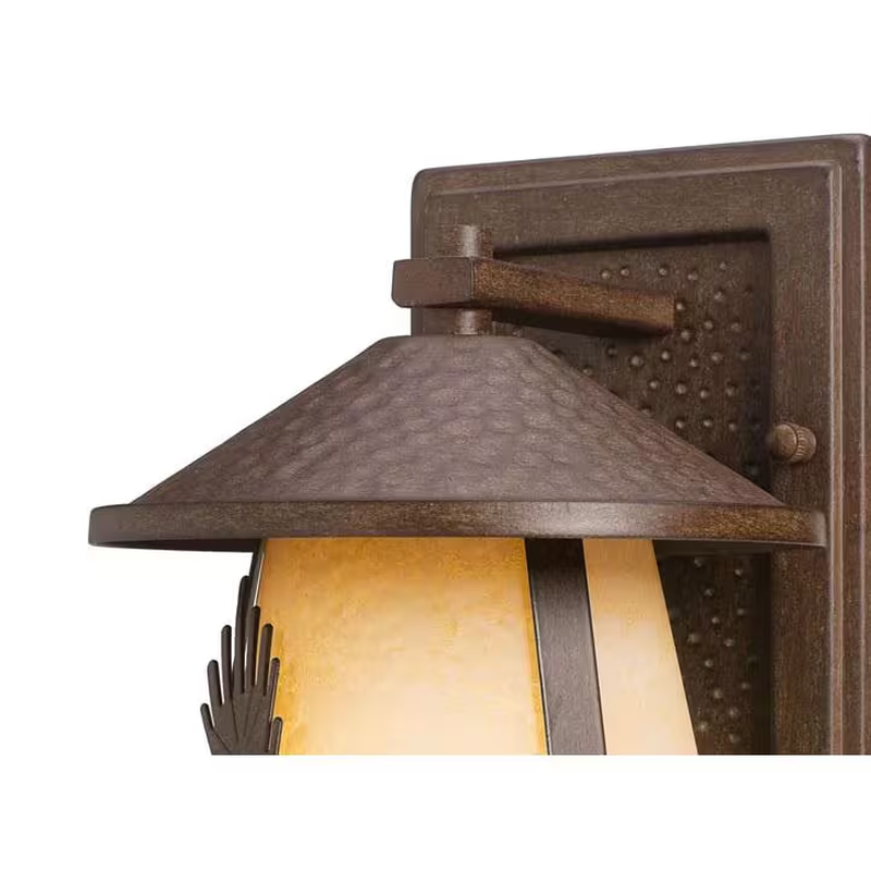 NEW Lodge 1-Light 9in Weathered Spruce Outdoor Wall Lantern Sconce Texture Glass | eBay
