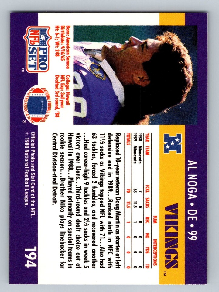 1990 Pro Set #194 Al Noga | eBay