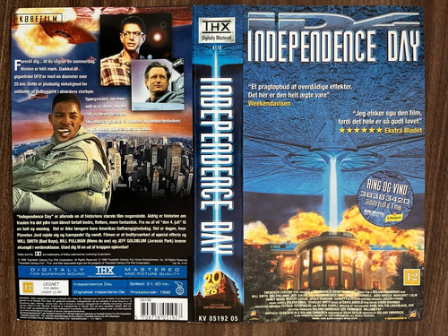 Vintage Independence Day Will Smith VHS Cover Only - Danish Edition ...