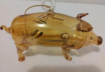 Pig Ornament Egyptian Blown Glass 14K Gold Embellished NWT Egypt Pink ...
