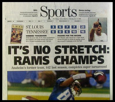 Orange County Register Sports Section 2000-01-31 - Rams Win Super Bowl ...