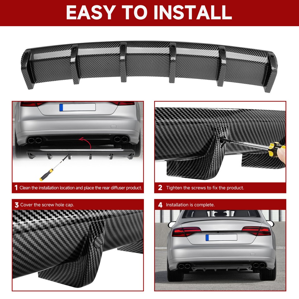 Rear Bumper Diffuser Splitter Spoiler Lip Carbon Fiber For Mitsubishi ...