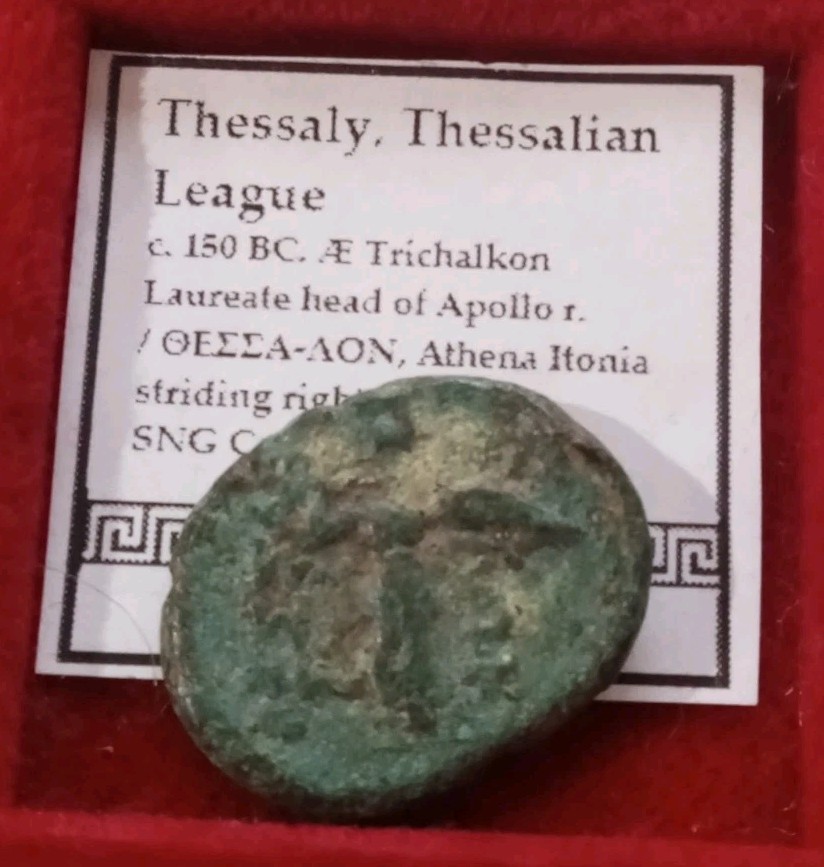 Thessaly, Thessalian League, c. 100 BC. Æ Trichalkon Apollo - Athena ...