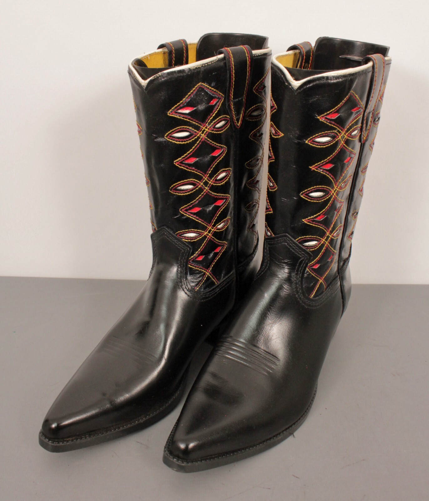 Men's VTG 60s NOS Texas Inlay / Cutout Black Leather … - Gem