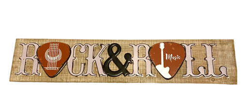 Rock Roll Music Guitar Wood and Metal Sign 38 in. Long | eBay