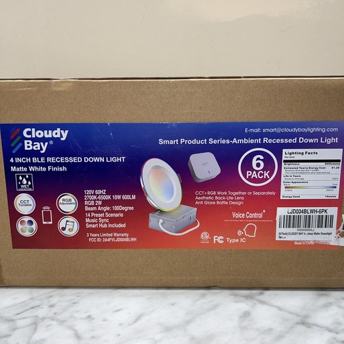 [6 Pack]CLOUDY BAY 4inch Smart WiFi LED Recessed Lights,RGB Color ...