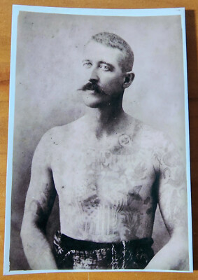 Bernard Kobel Traditional Tattoo Photo B&W Vintage Tattooed Man Chest ...