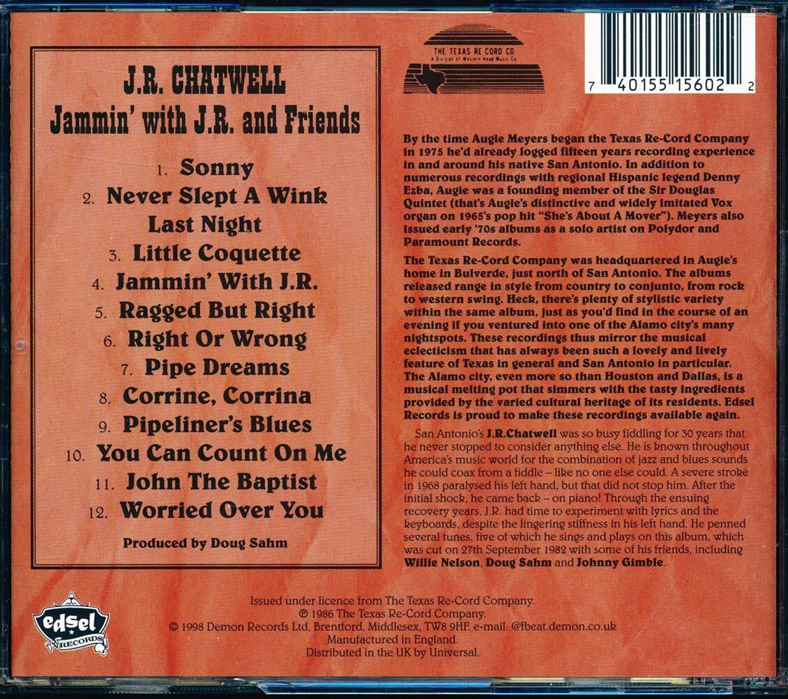 Jammin' with J.R. & Friends by Chatwell, J.R. (CD, 1998) for sale ...
