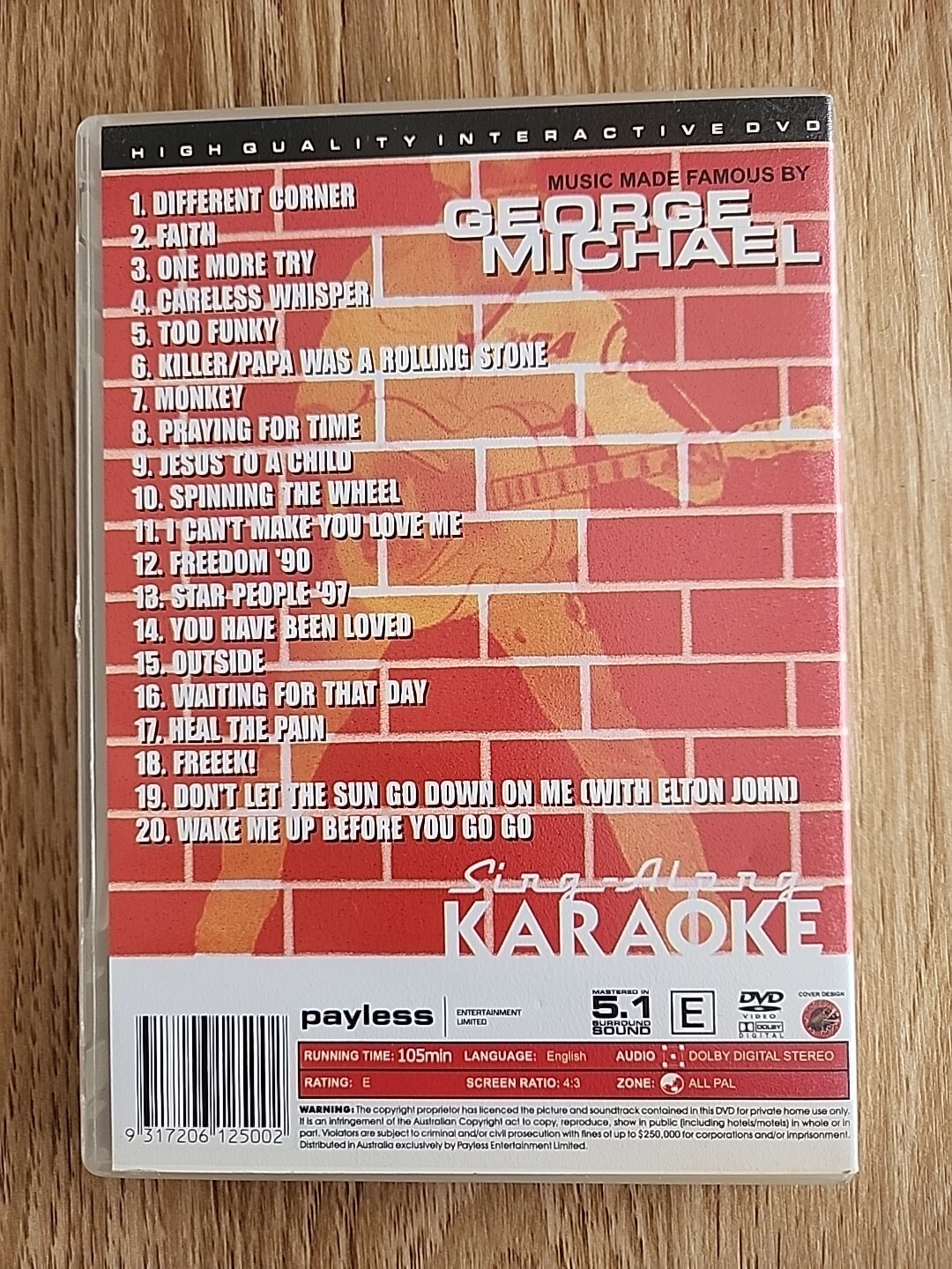 Sing Along Karaoke - Music By George Michael 20 Great Hits DVD PAL All ...