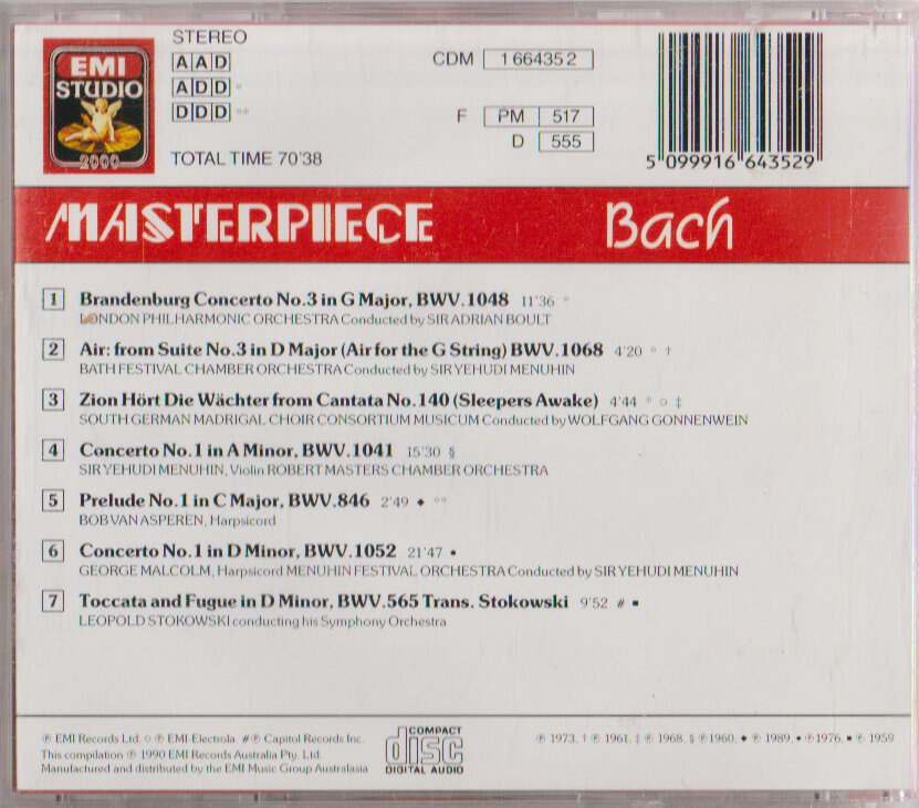 MASTERPIECE : BACH CD | eBay