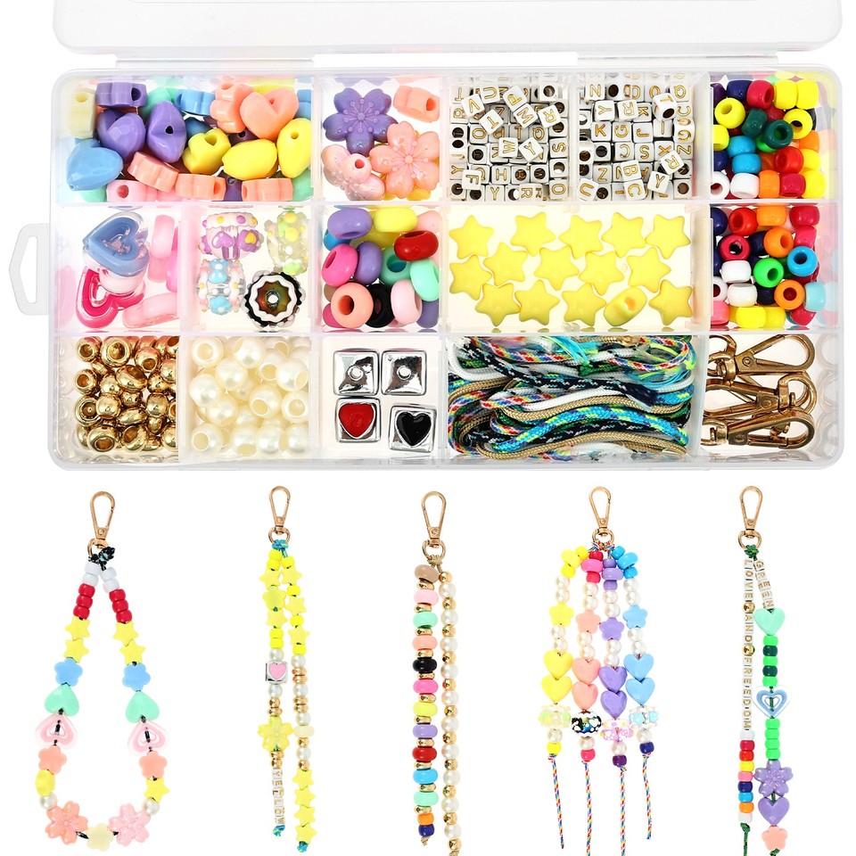 421PCS Beaded DIY Bag Charm Kit Keychain Making Kit With Heart Star ...