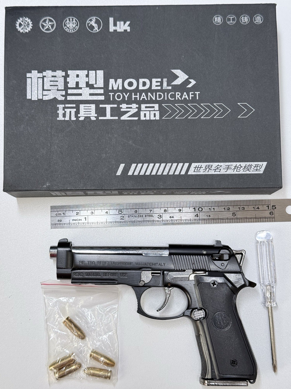 ALLOY Army Beretta M92 A1 Shell Eject COLLECTORS Toy Gun 1:2 Metal ...
