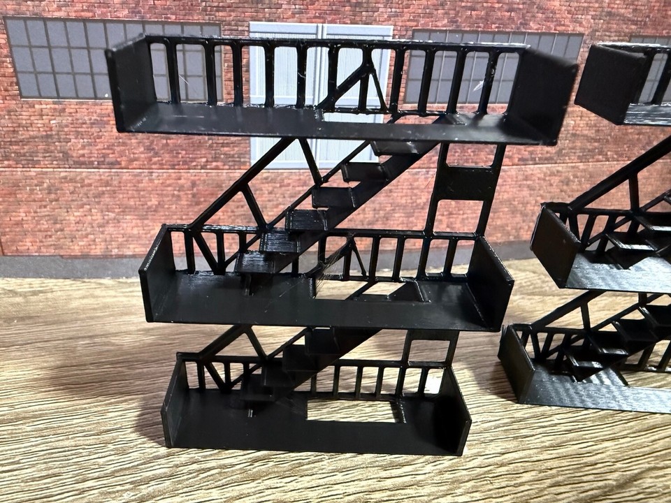 HO Scale Fire Escape - 3 Stories Plus Drop Down Ladder -Fully Assembled ...